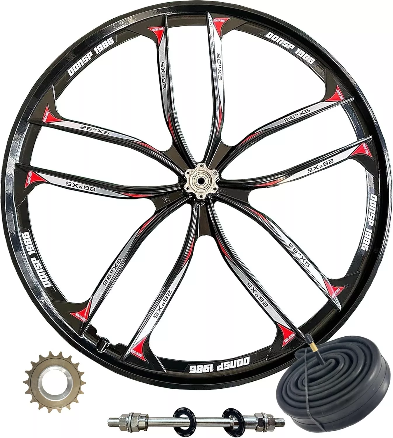 CDH 10 Spokes 26" Rear Bike Mag Wheel 135mm & 18T Flywheel & Bicycle ...