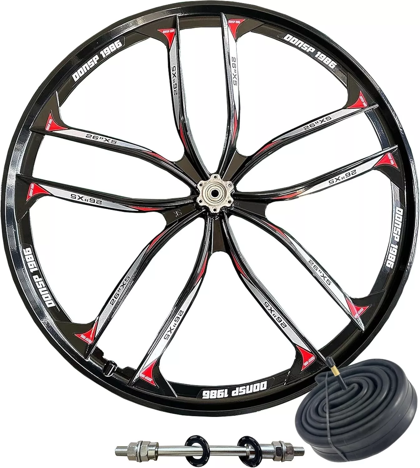 CDH 10 Spokes 26" Rear Bike Mag Wheel 135mm & Bike Tire Tube, Mountain ...