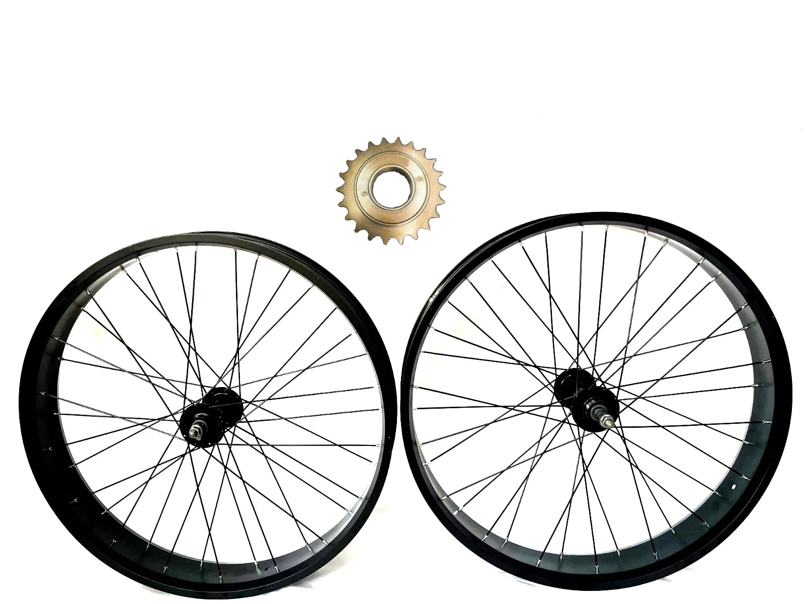 CDH 26"x 4 Fat Tire Bike Rim Wheel Set Heavy Duty 12 G & 22T Flywheel ...