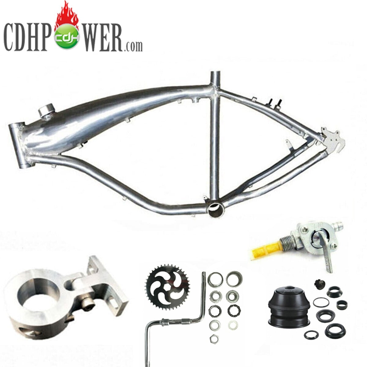 CDH Brushed Alum Gas Tank Frame 2.4L & Bike Crank & Mount-Gas Motorized Bicycle - Walmart.com