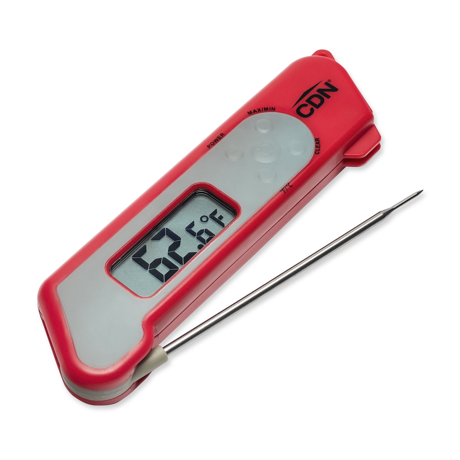 CDN Folding Thermocouple Digital Thermometer, Red, Thin Probe, Backlit ...