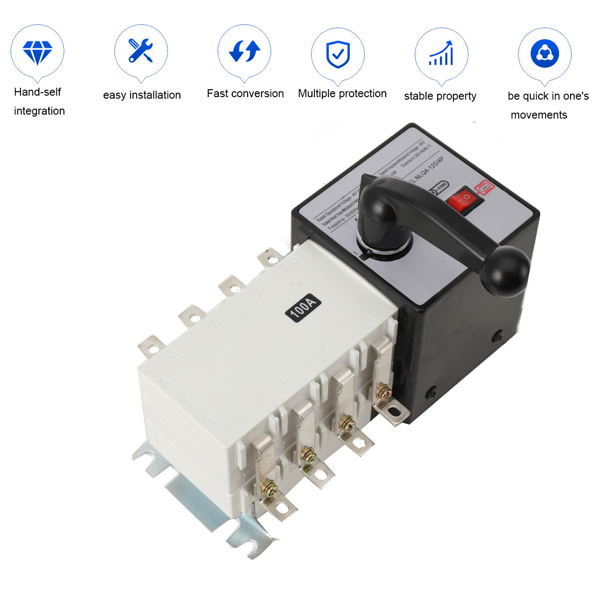 CDZHLTG 100A Automatic Transfer Switch Dual Power Generator Changeover ...