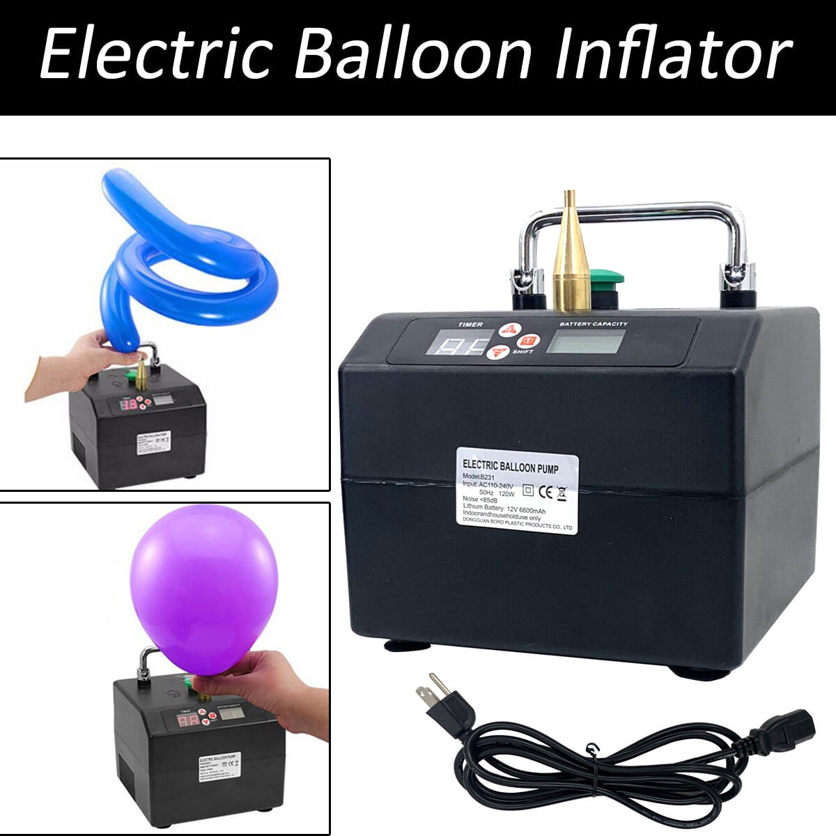 CDZHLTG 110V Portable Balloon Inflator Air Blower Electric Balloon Pump ...