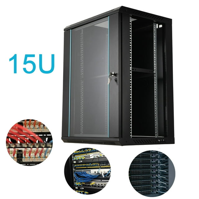 CDZHLTG 15U 24 in. Deep Wall Mount IT Network Server Rack Data Cabinet ...