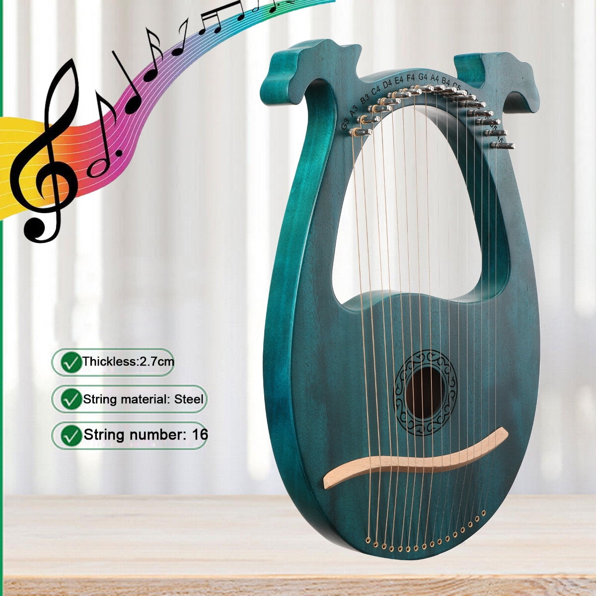 CDZHLTG 16 String Mahogany Wood Lyre Harp with Tuning Wrench 2 Strings ...