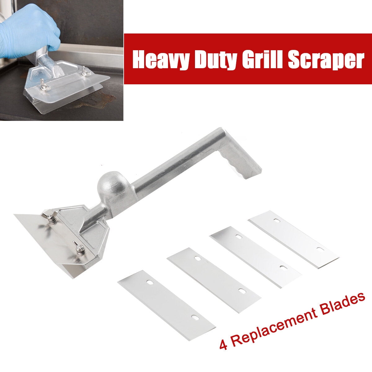 CDZHLTG Grill Scraper Heavy Duty Griddle Scraper Set with 4 Replacement ...