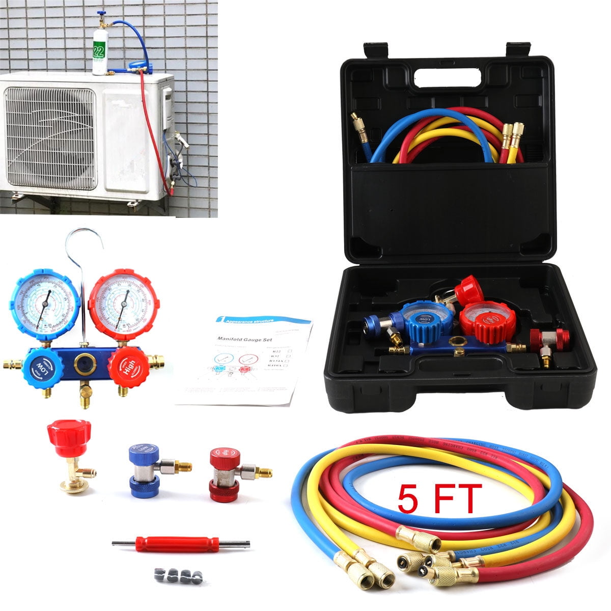CDZHLTG HVAC A/C Air Conditioning Kit AC Diagnostic Manifold Gauge ...