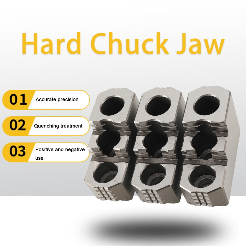 CDZHLTG Lathe Chuck Serrated (1.5mm x 60) Steel Hard Jaws Set (3 Pcs ...
