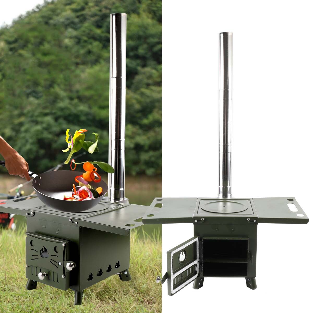 CDZHLTG Outdoor Tent Camping Cook Stove Portable Wood Burning Stove ...