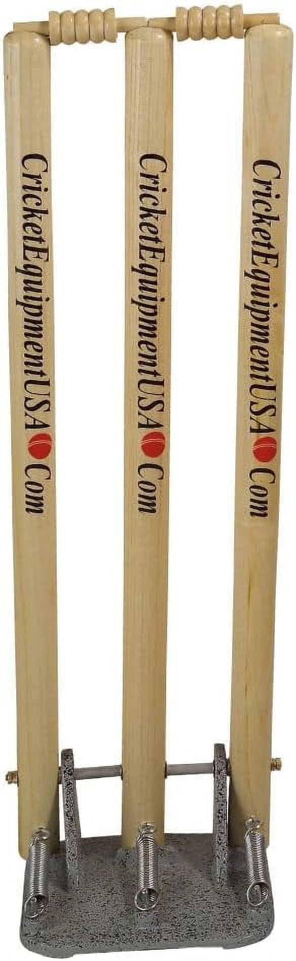CE Cricket Stumps Set Wickets Wooden Spring Returns 3 Stumps & 2 Bails ...