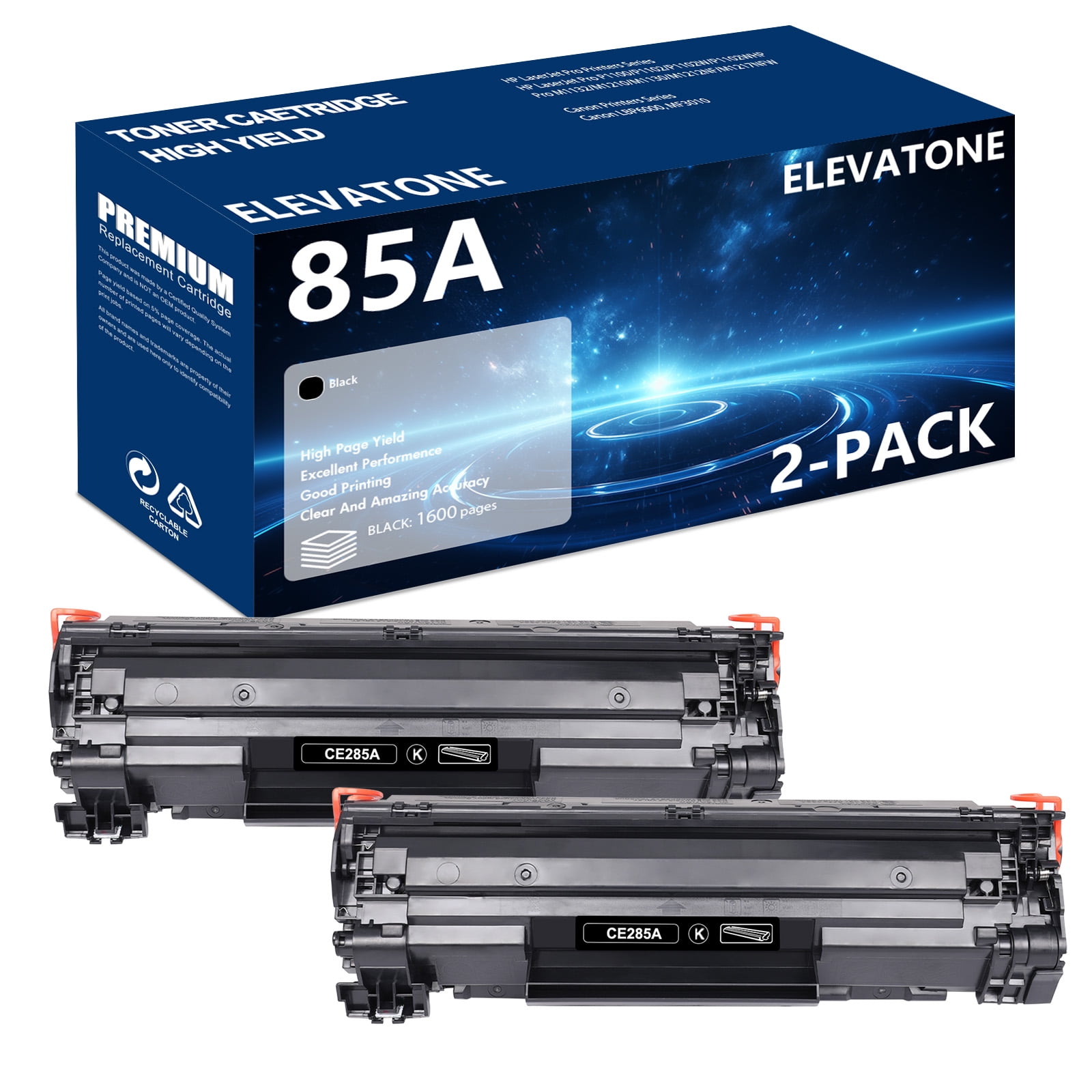 CE285A 85A Black High Yield with Chip Toner Cartridge for HP LaserJet P1102W P1006 M1132 M1212NF ...