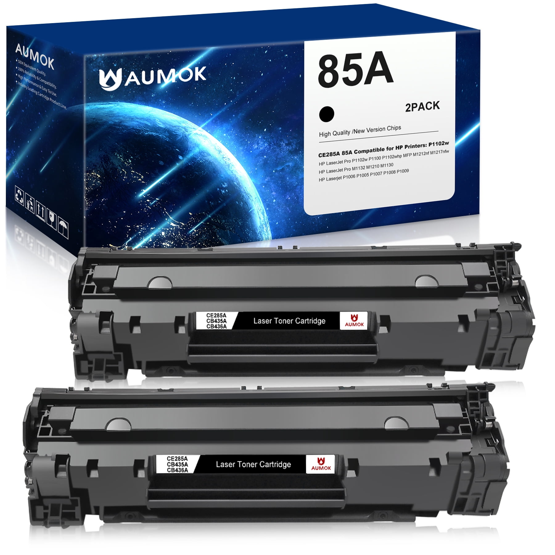 CE285A 85A Black Toner Cartridge for HP LaserJet P1102W P1006 M1132 M1212NF M1217NFW MFP P1102 Printers 2 Pack Black Walmart Business Supplies