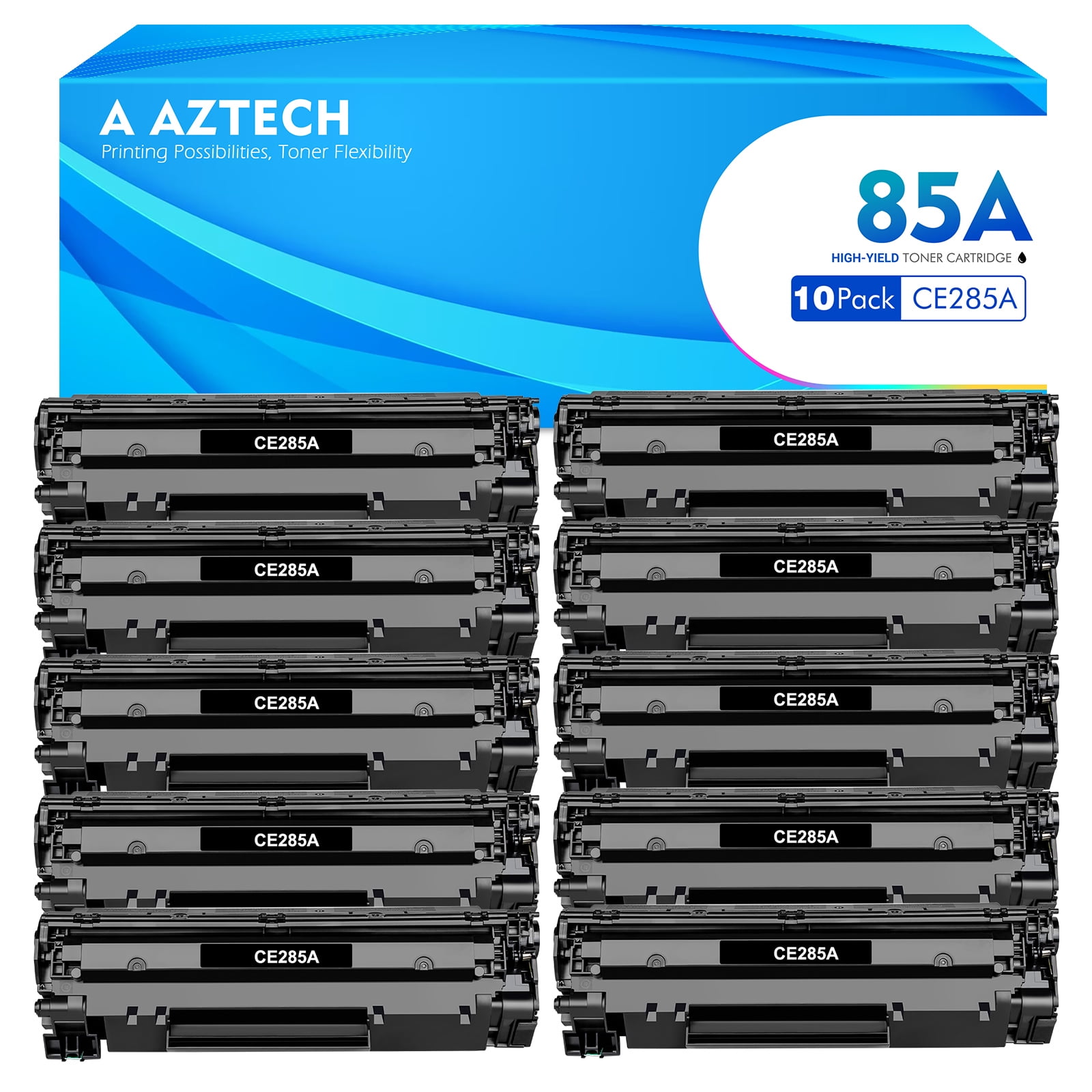 A Aztech 85A 10-Pack Toner Cartridge Black Compatible for HP 85A CE285A ...