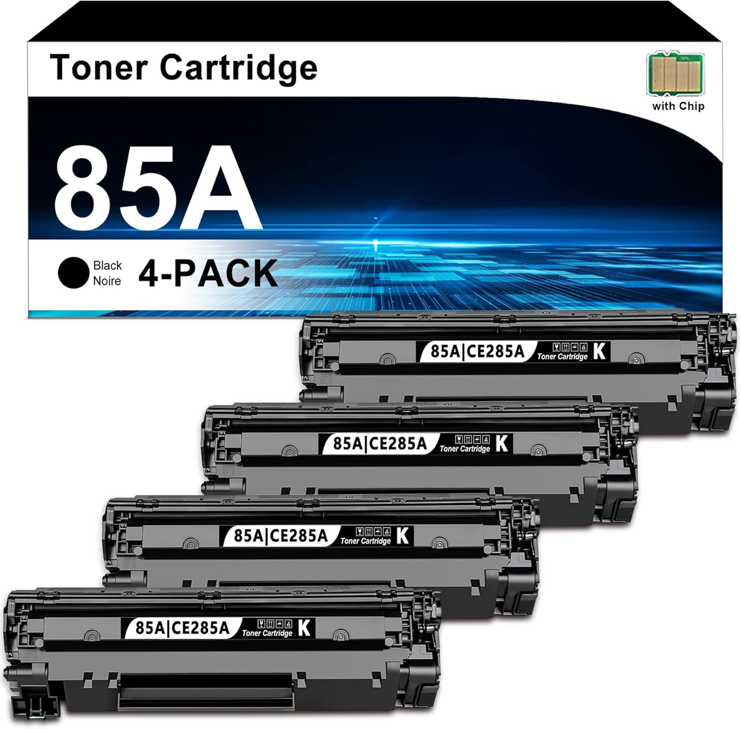 CE285A 85A Toner Cartridge with Chip 4-Pack, 85A Black Toner Cartridge ...