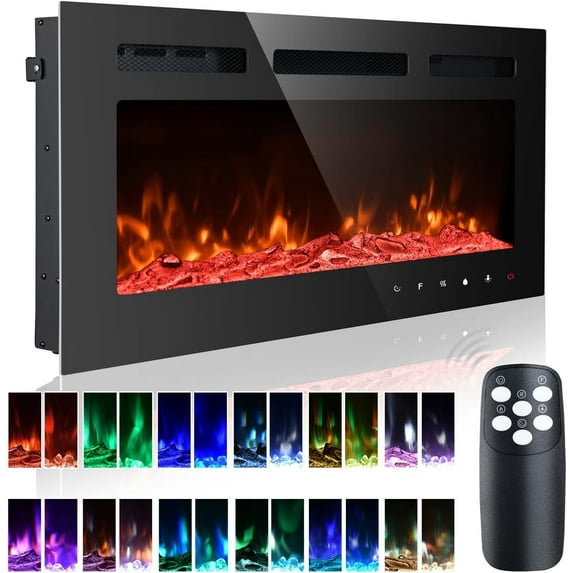 CEARTRY Electric Fireplace Insert,36 Inch Wall Mounted Fireplace, 3D ...