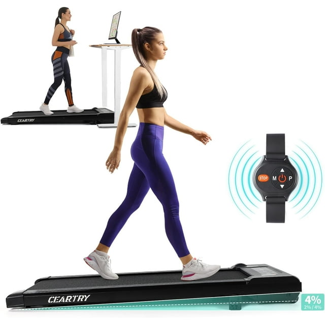 CEARTRY Treadmill with Incline, Under Desk Treadmill with 4% Incline ...