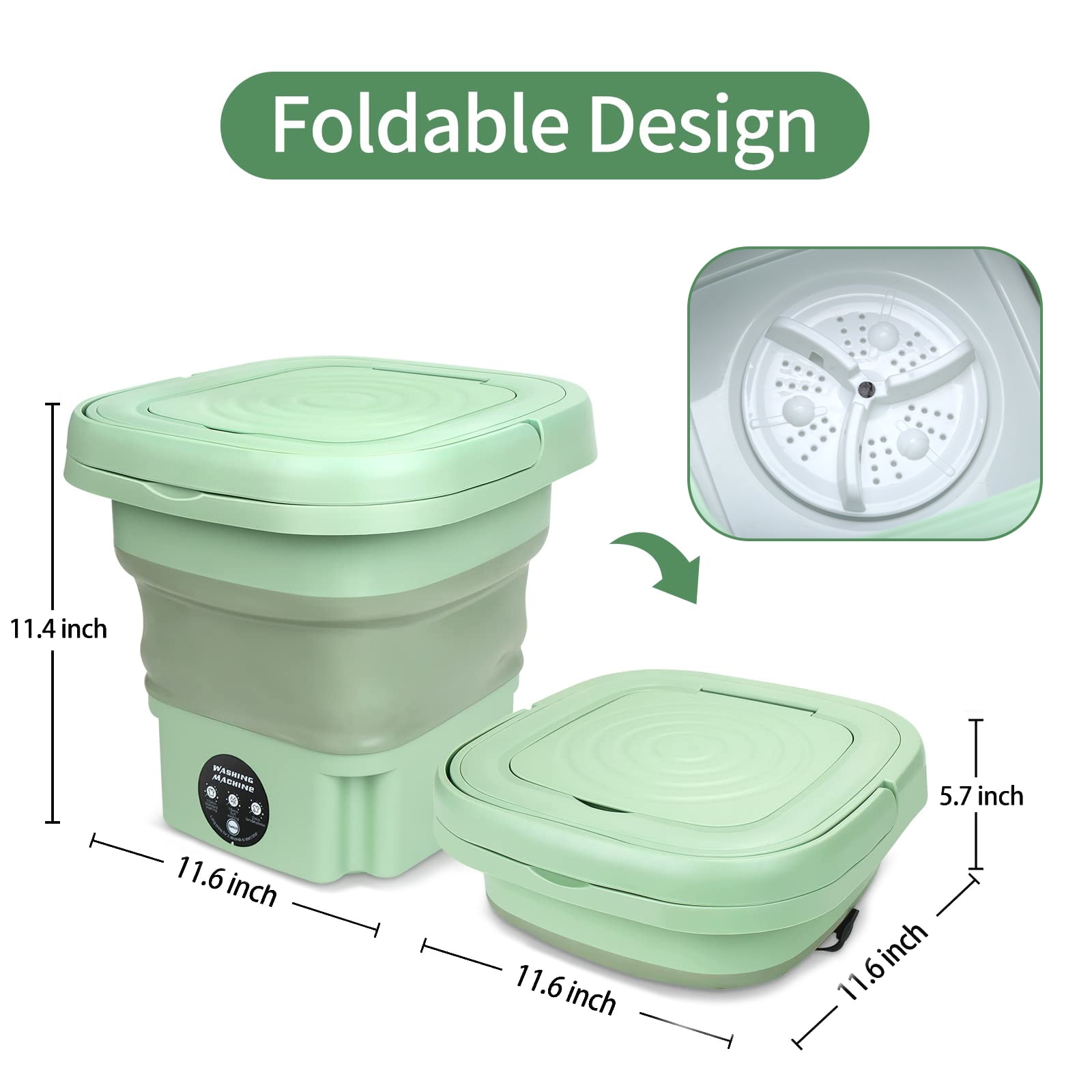 CEASIKERY 8L Portable Foldable Washing Machine with Three Washing Modes ...