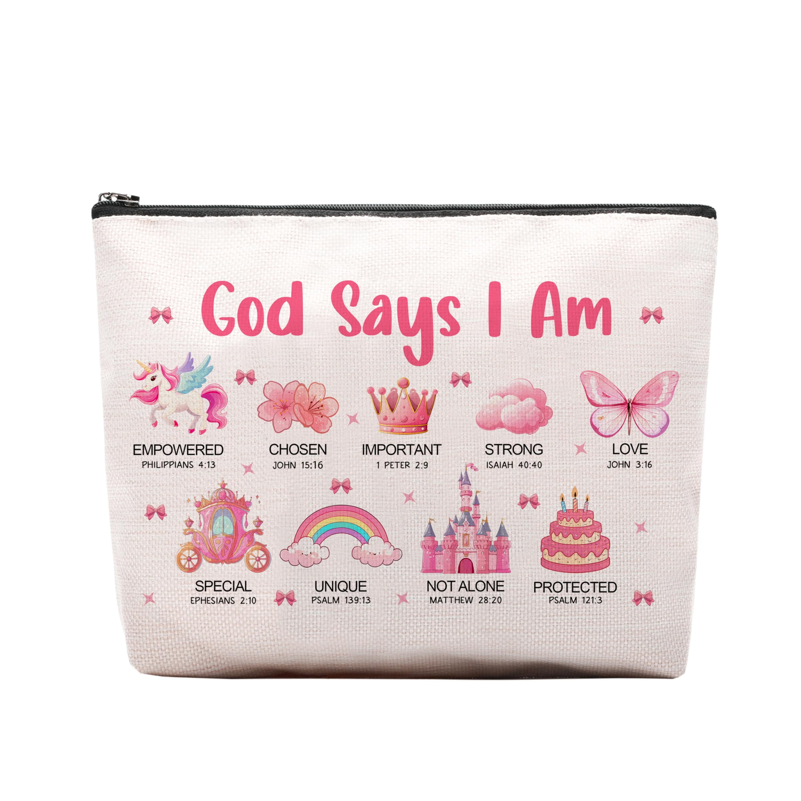 CEASQVAA God Says I OIF8 Am Princess Makeup Bag, Encouragement Bible ...