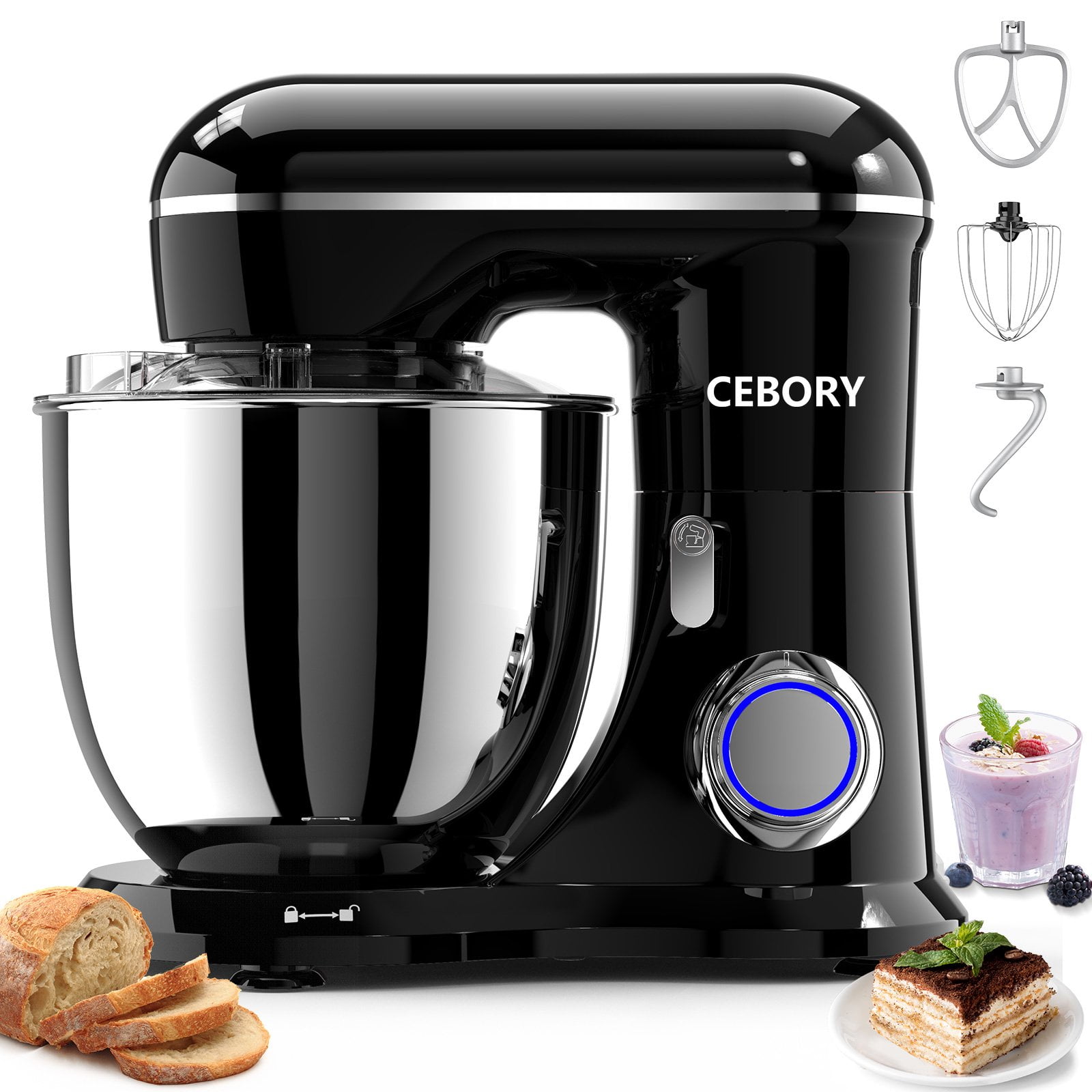 CEBORY 3-IN-1 Stand Mixer, 6.5 QT Tilt-Head 10-Speed Food Mixer ...