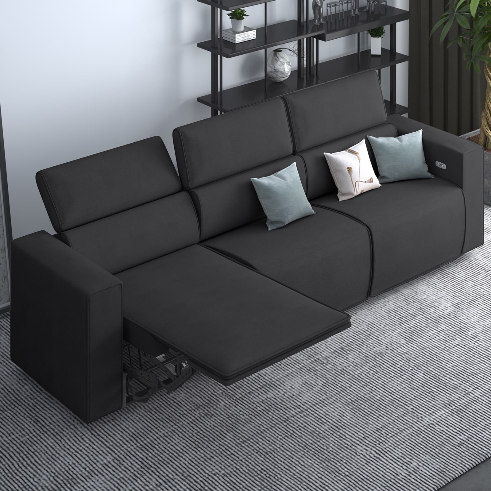 CECER 100"Recliner Couch, 3 Seater Sofa with USB Charging Port ...