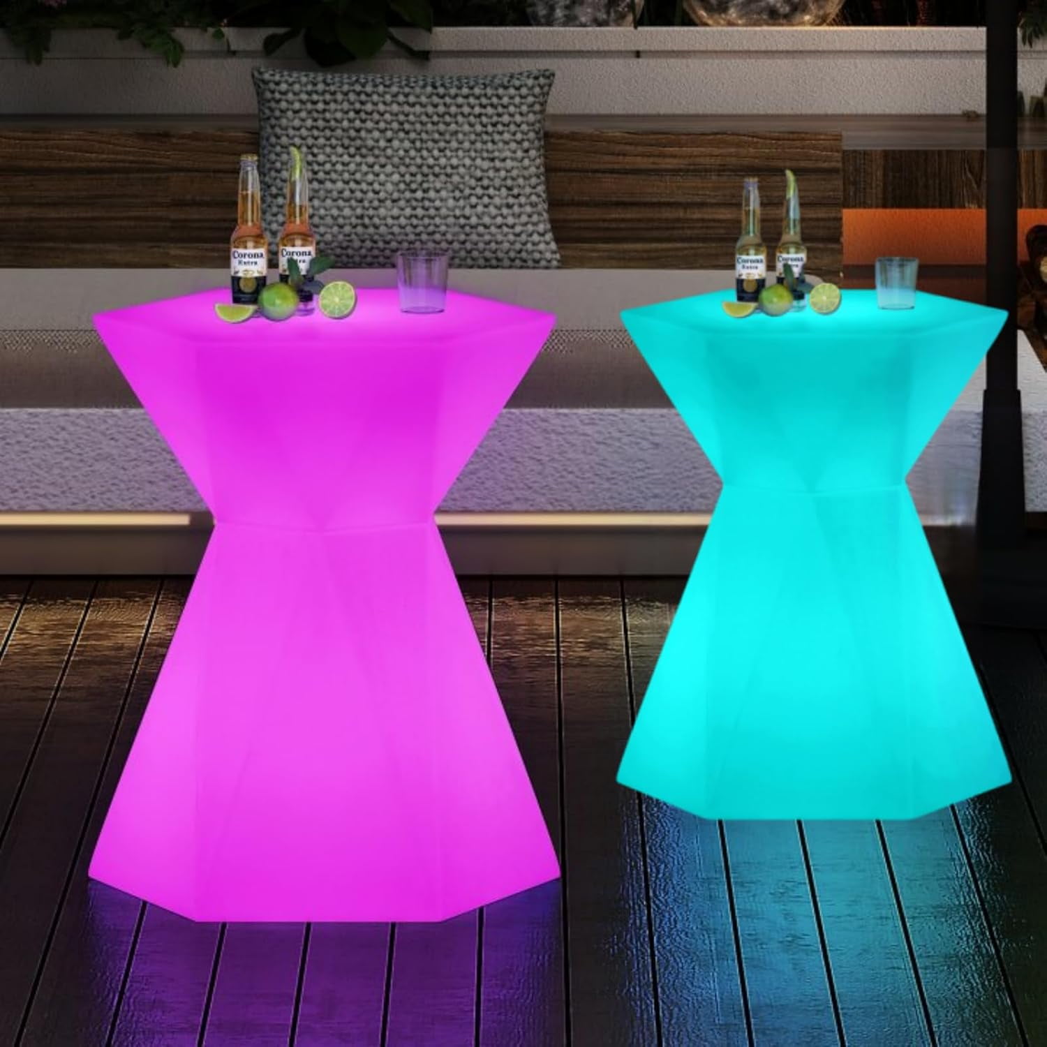CECER LED Bar Table, LED Cocktail Table with Multi-Colored Lights ...