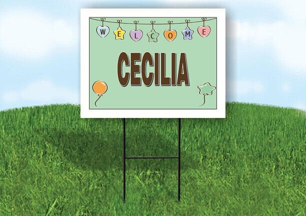 CECILIA WELCOME BABY GREEN 18 in x 24 in Yard Sign Road Sign with Stand ...