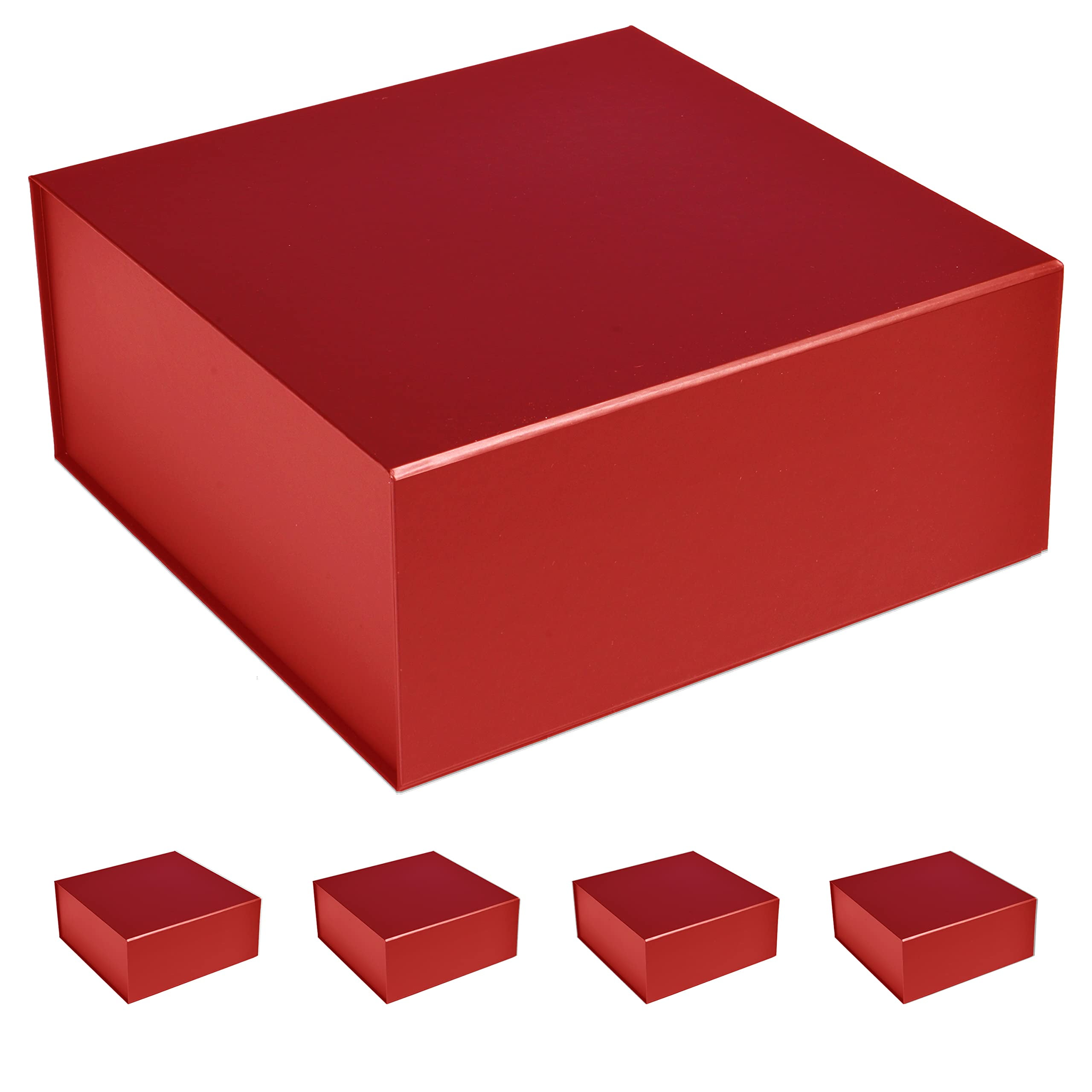 CECOBOX Gift Box 10"x10"x4.5" 5PC Red Matte Collapsible Magnetic Box ...