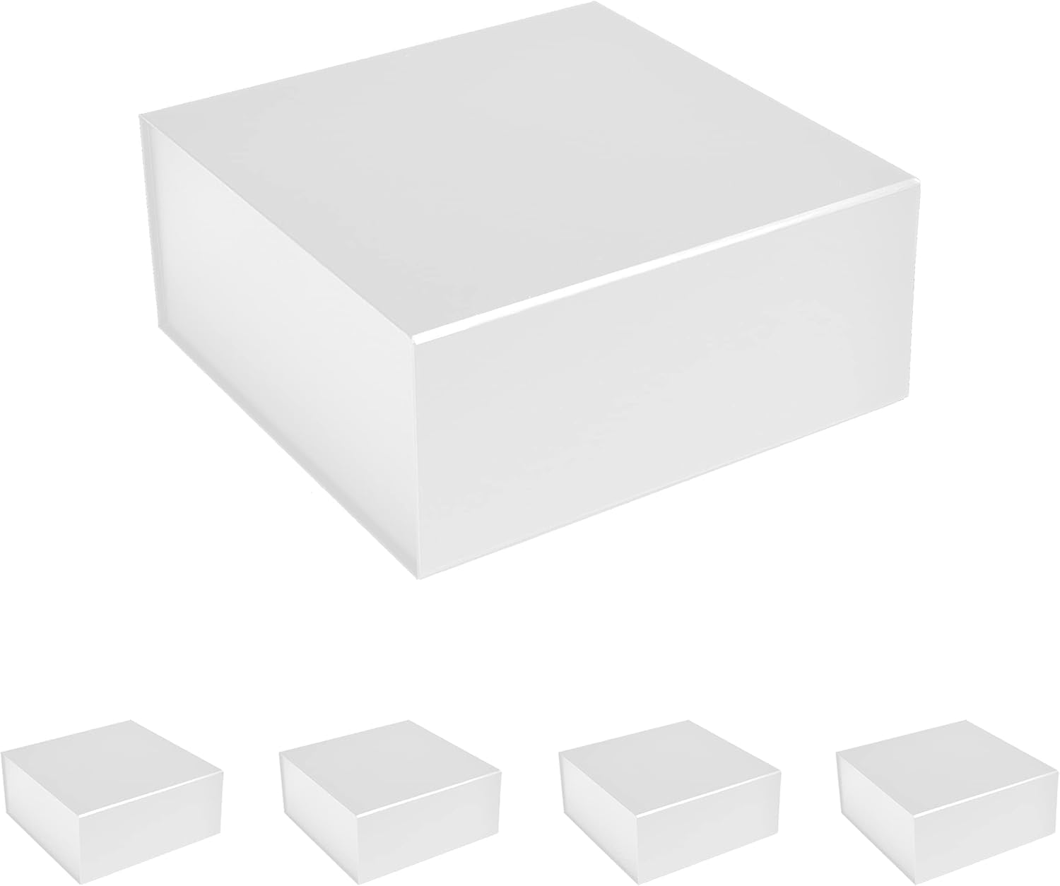 CECOBOX Gift Box 6"x6"x2.75" 5PC White Matte Collapsible Magnetic Box ...