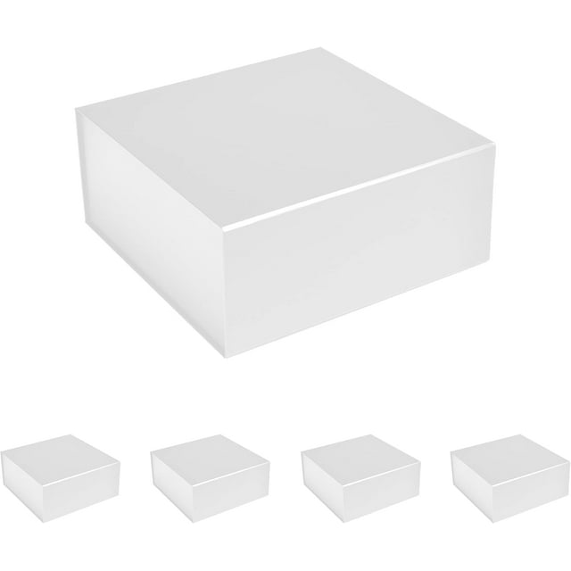 CECOBOX Gift Box 6"x6"x2.75" 5PC White Matte Collapsible Magnetic Box ...