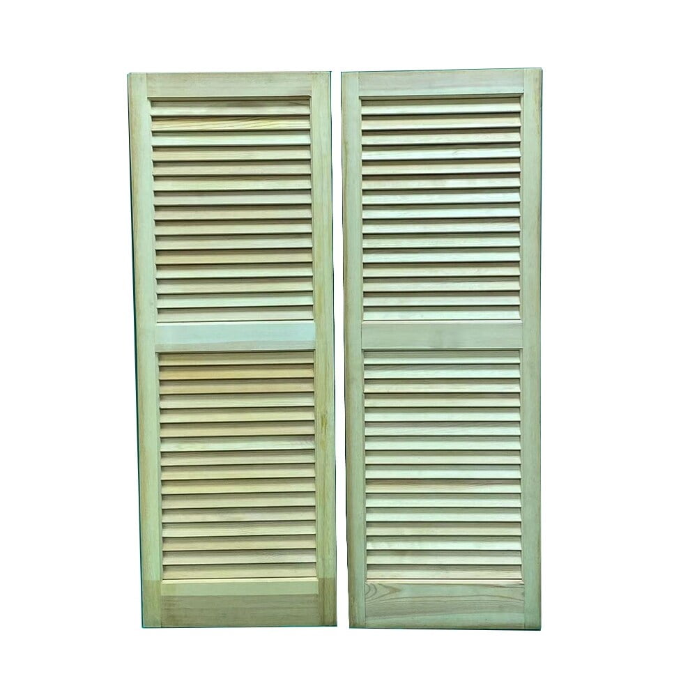 CEDAR GREEN Solid Wood LOUVERED SHUTTERS, 1 PAIR (2 PCS), 15"(W) x 43 ...