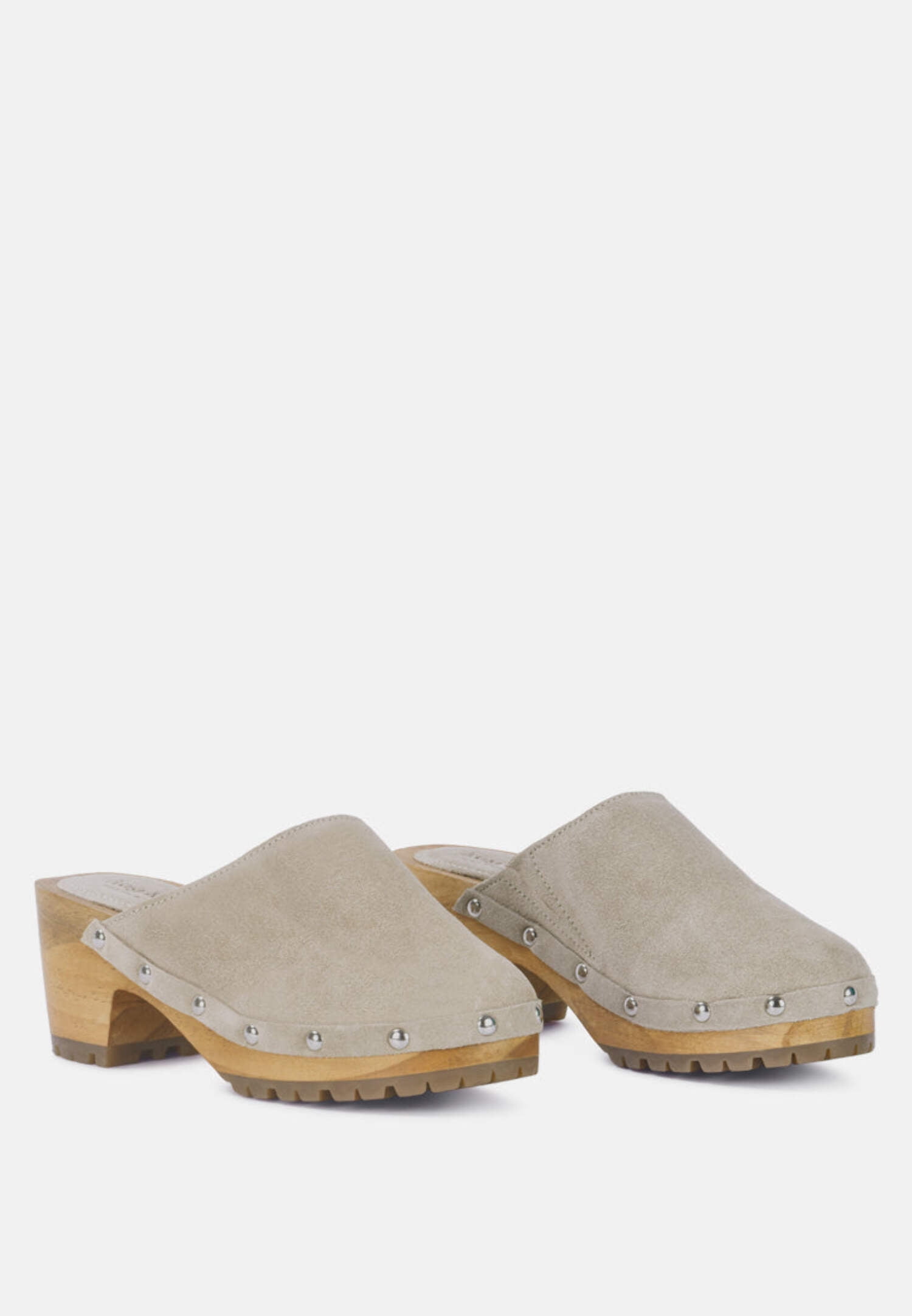 CEDRUS Fine Suede Studded Clogs Mules in Beige - Walmart.com