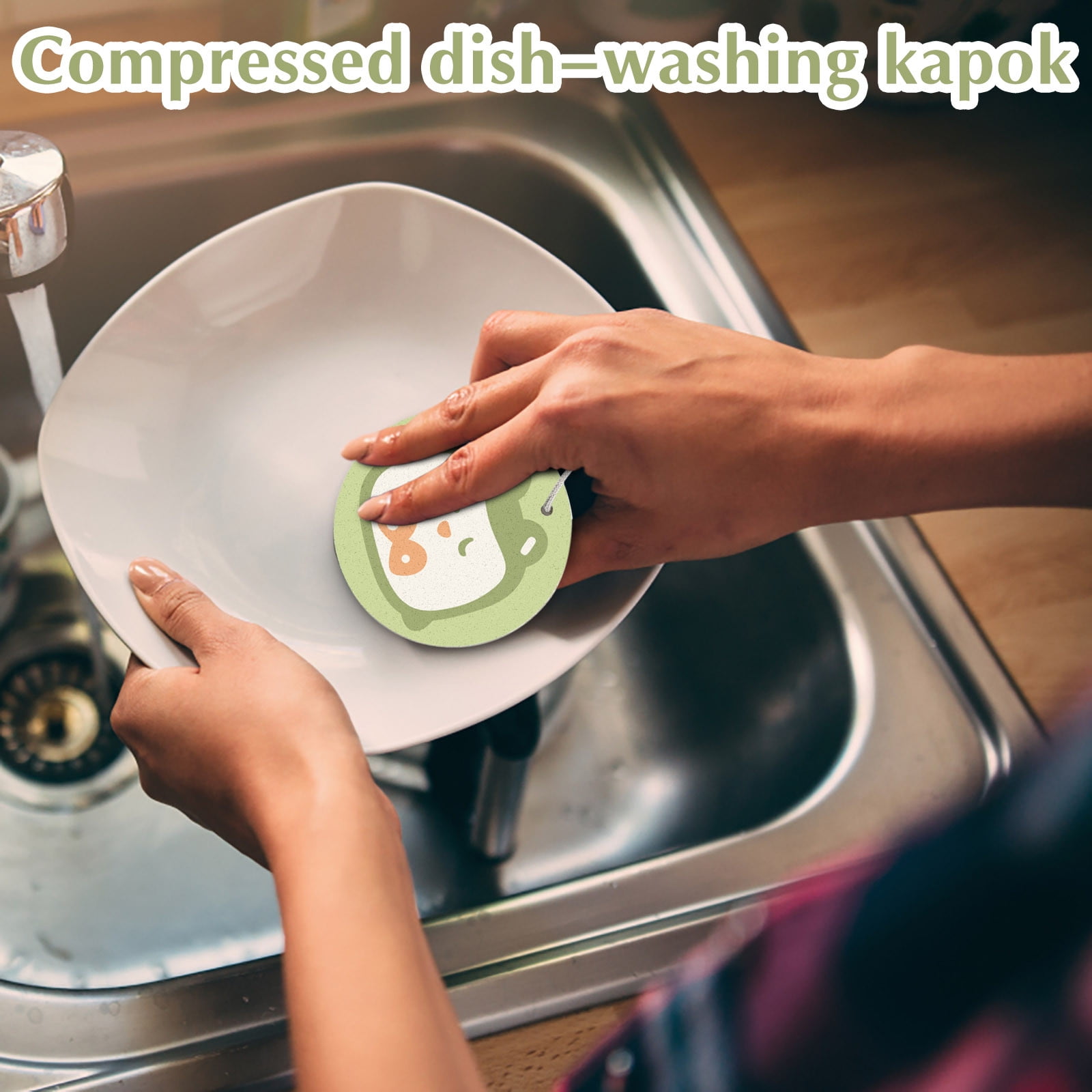 CEHVOM 2PC Cleaning Supplies Compressed Wood Pulp Dishwashing Sponge ...