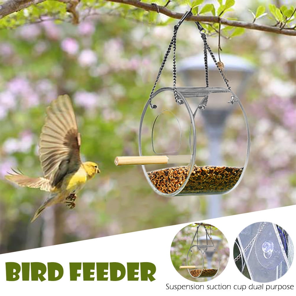 CEHVOM Bird Feeders Outdoor Hanging Acrylic Bird Feeder Food Box With ...
