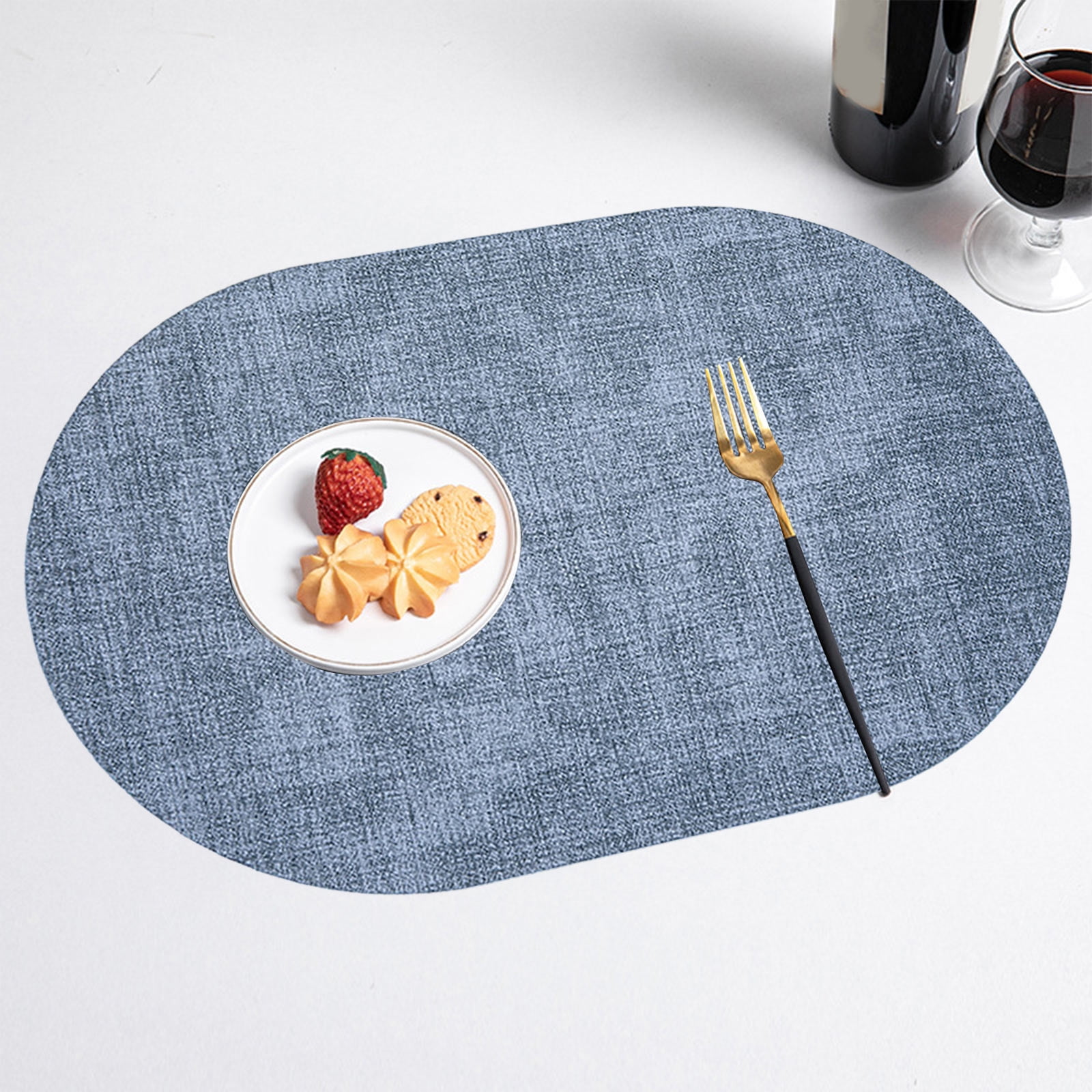 CEHVOM Clearance! Oval Cloth Grain Leather Placemats Oil Proof Western ...
