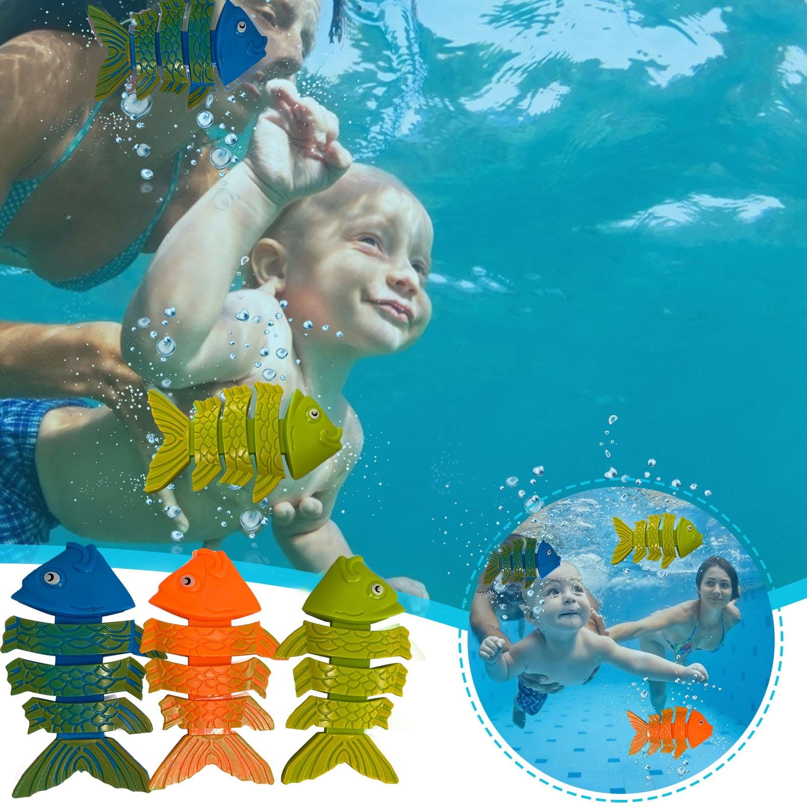 CEHVOM Diving Underwater Swimming Colorful Pool Sink RingTraining Under ...