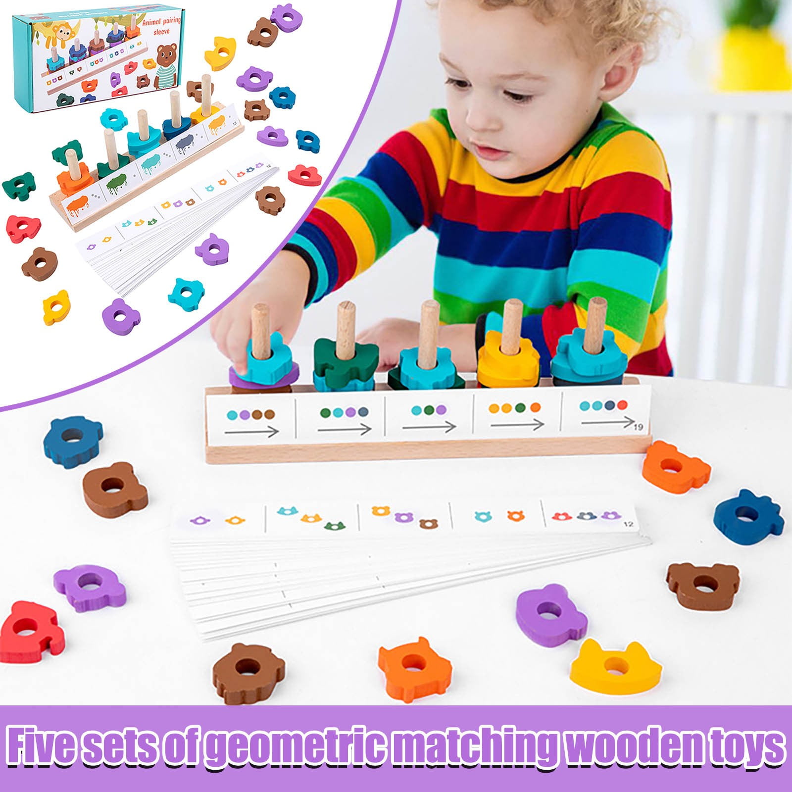 CEHVOM Geometric Matching Color Matching Children's Educational Shape ...