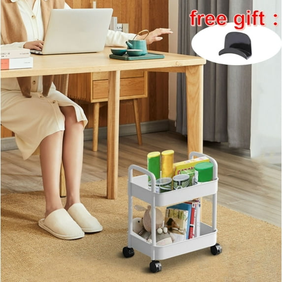 CEHVOM Mini Storage Rack 2-Tier Rolling Storage Cart With Wheels ...