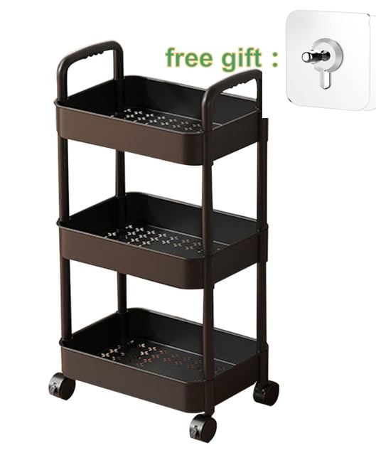 CEHVOM Mini Storage Rack 3-Tier Rolling Storage Cart With Wheels ...