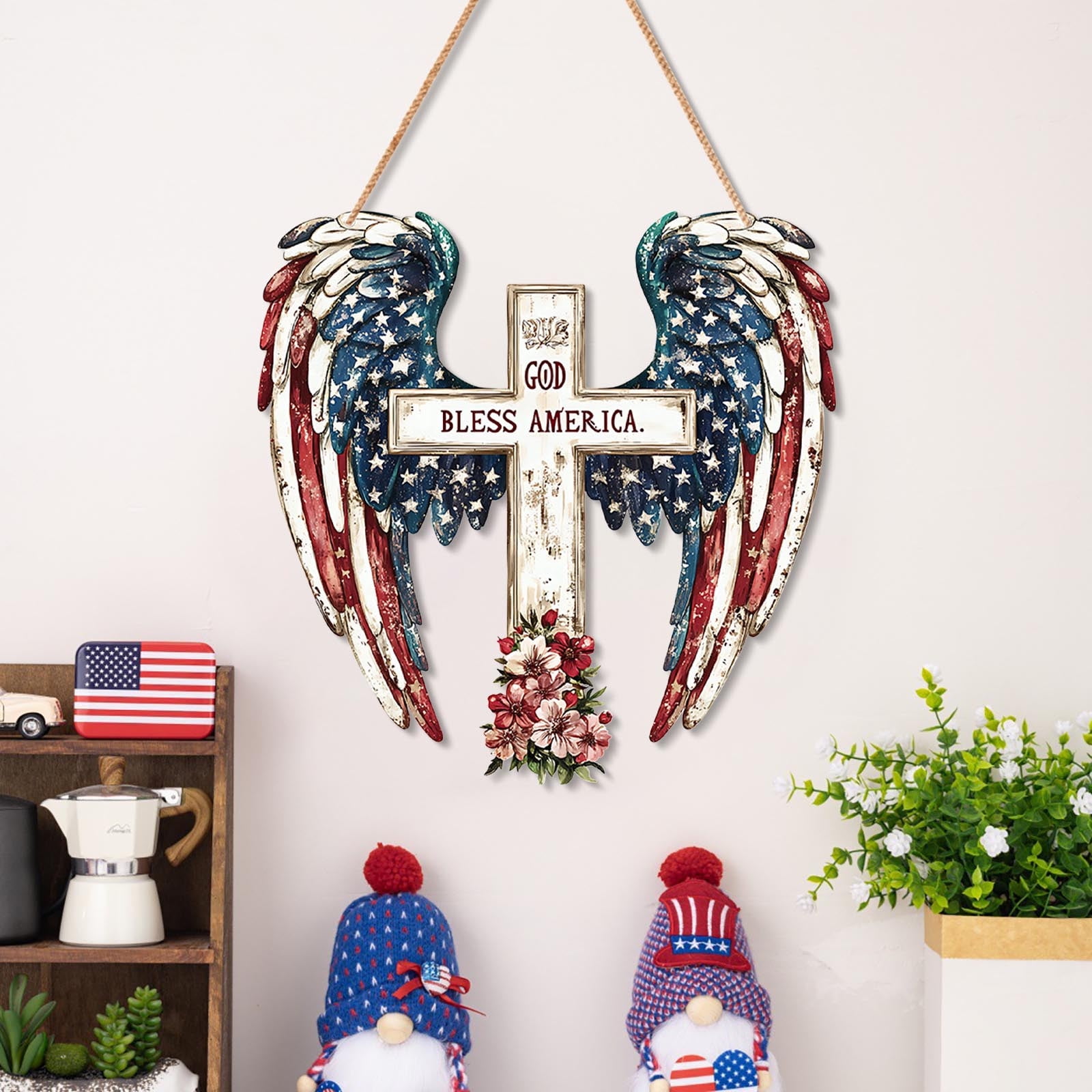 CEHVOM Patriotic Wooden Wall Hanging - Handcrafted Independence Day ...