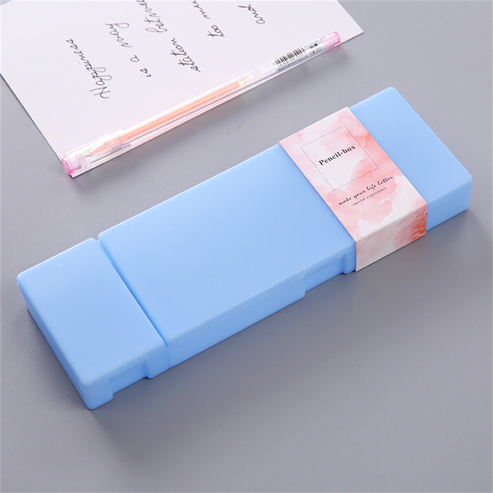 CEHVOM Pencil Case Plastic Pure Color Personality Macaron Color ...