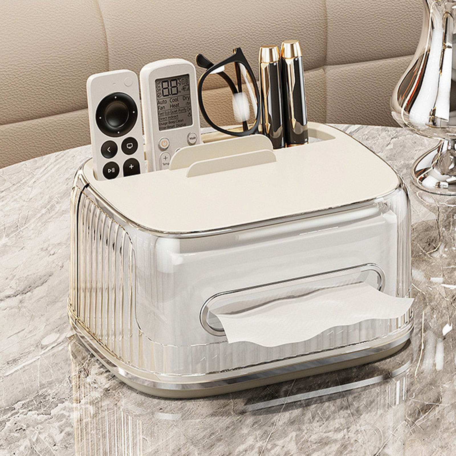 CEHVOM Tissue Box Holder Tissue Box Leather Tissue Box Rose Gold ...