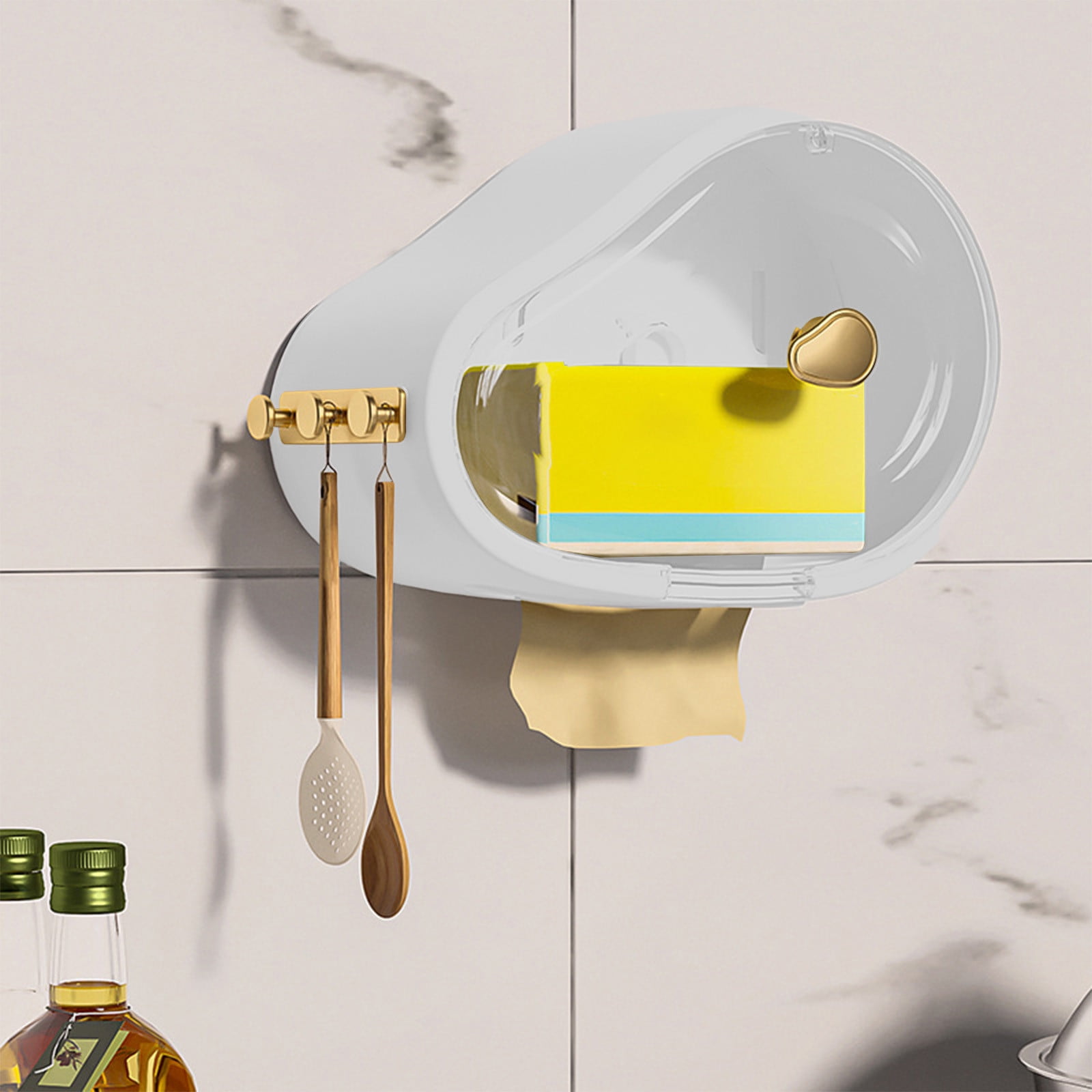 CEHVOM Tissue Box Cover Wall Mounted Tissue Box Transparent No Hole ...