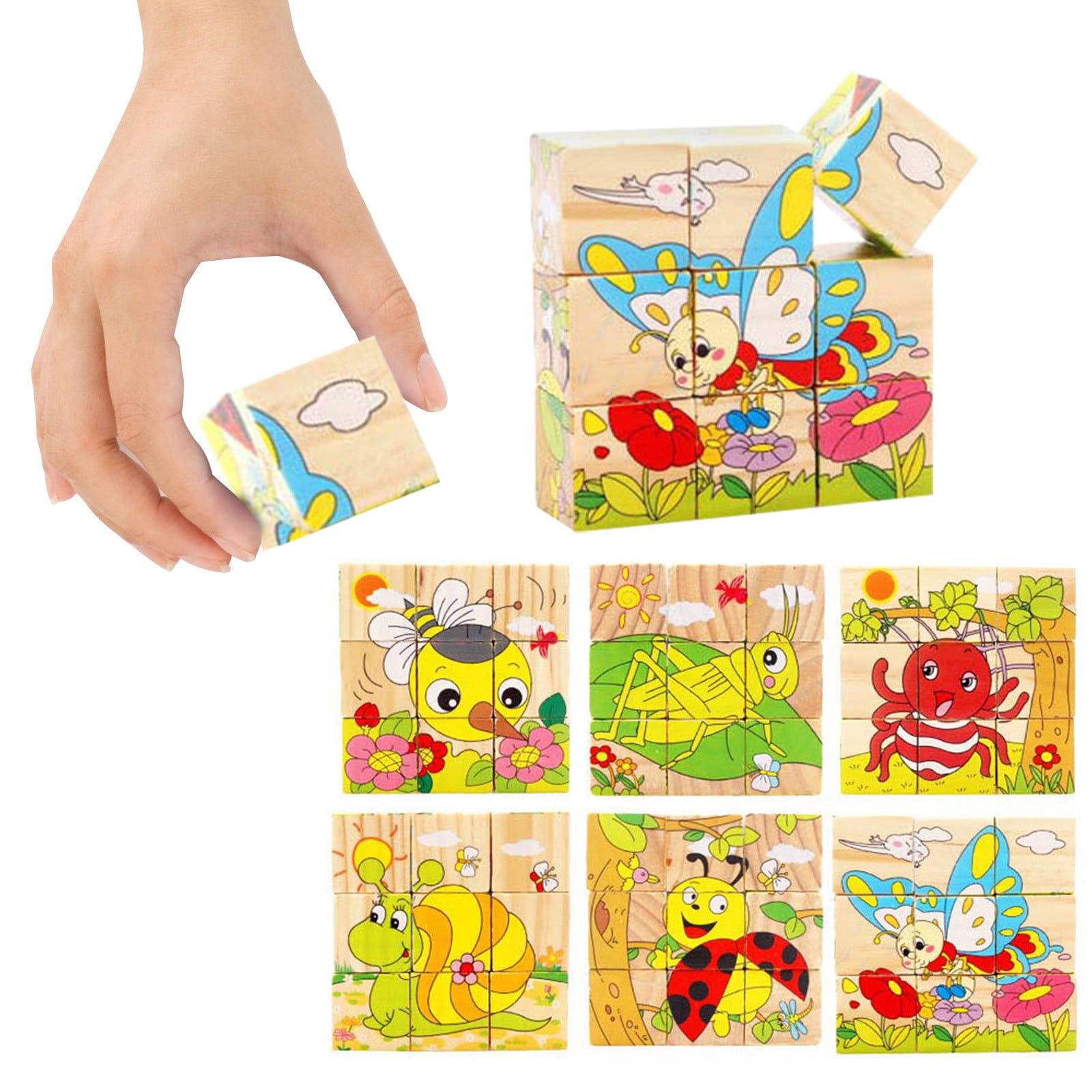 CEHVOM Wooden Block Puzzles Toddlers Kids Toys Learning Games ...