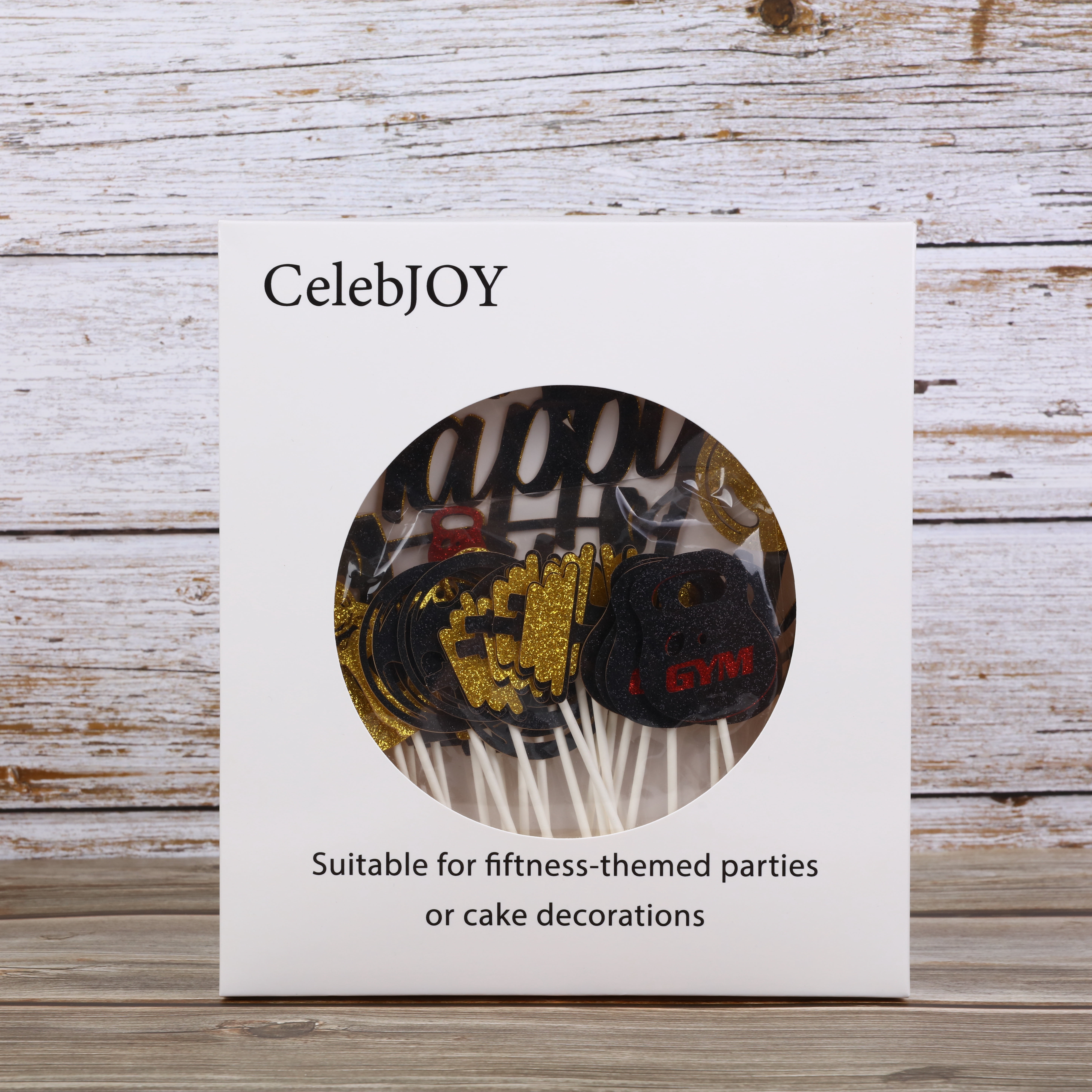CELEBJOY Gym Cake Decorations - Cake & Cupcake Toppers for Men Black ...