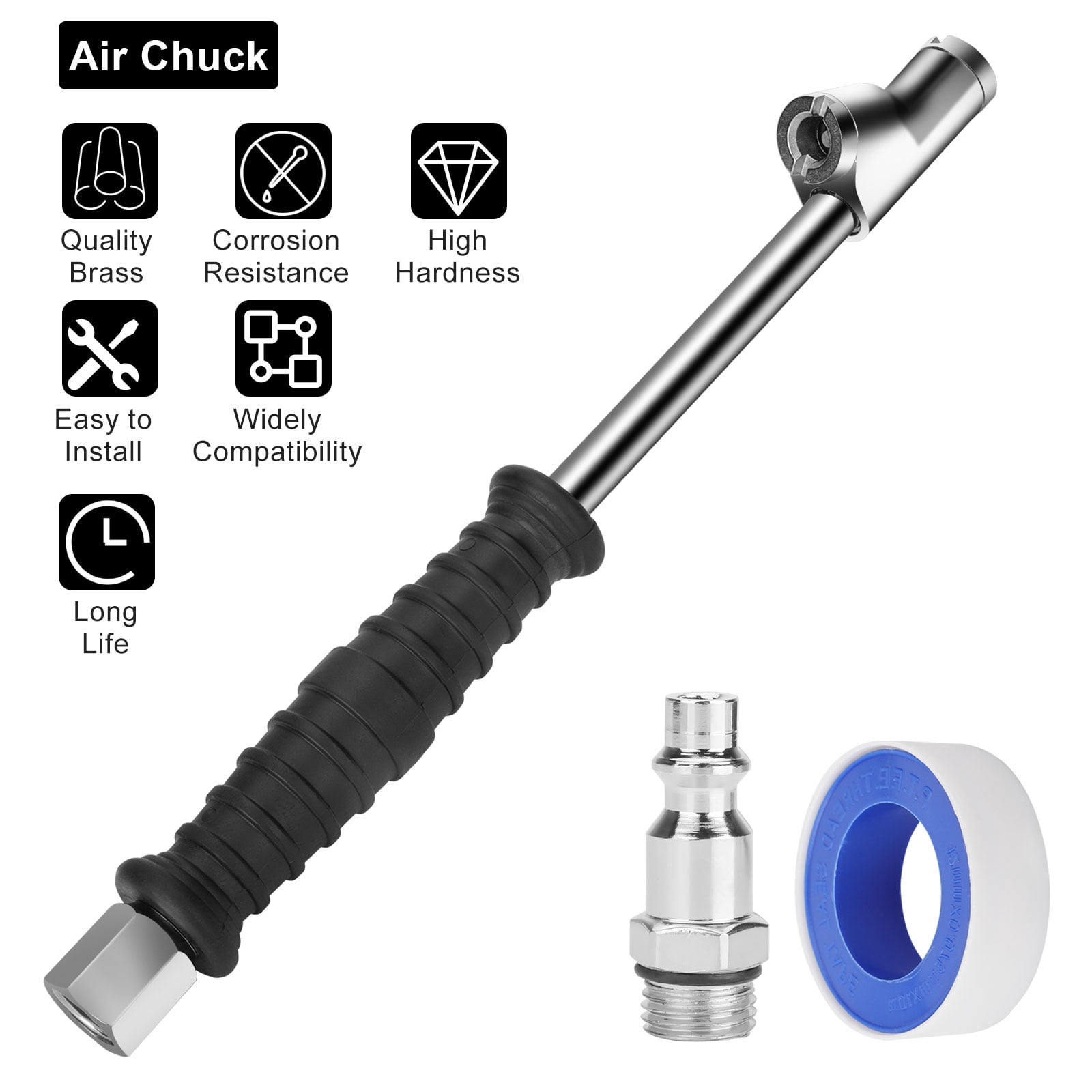 CELECTIGO 1/4" FNPT Extended Reach Dual Head Air Chuck ,9" Extended Air ...