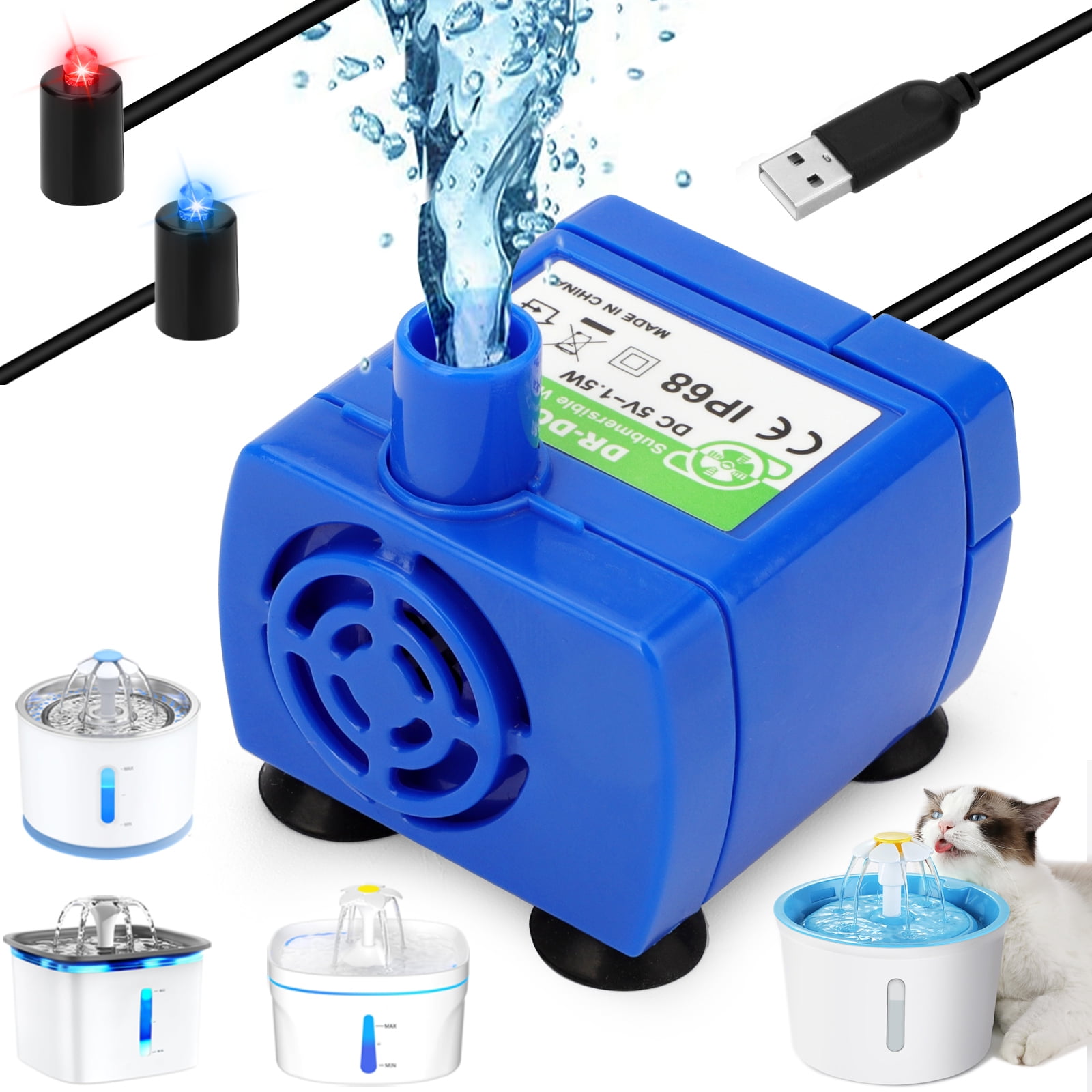 CELECTIGO Intelligent Cat Water Fountain Pump with LED Indicator,USB ...