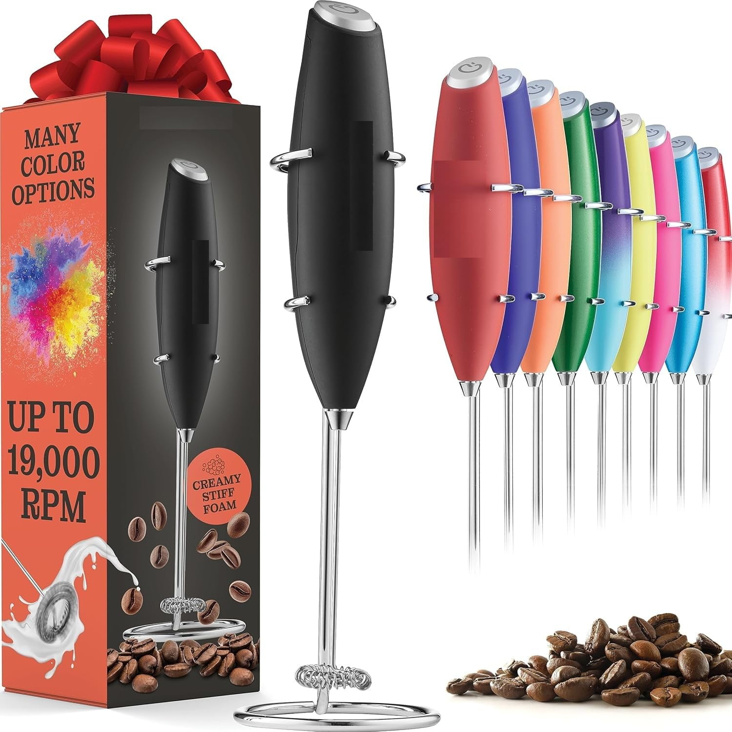 CELESTIAL Powerful Handheld Milk Frother Minir Wand Battery Operated Stainless Steel Drink Mixer ...