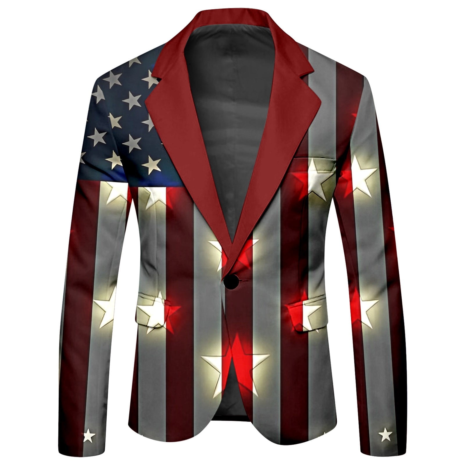 CELIEAN Male Independence Day Long Sleeve Jacket With Printed Buttons ...