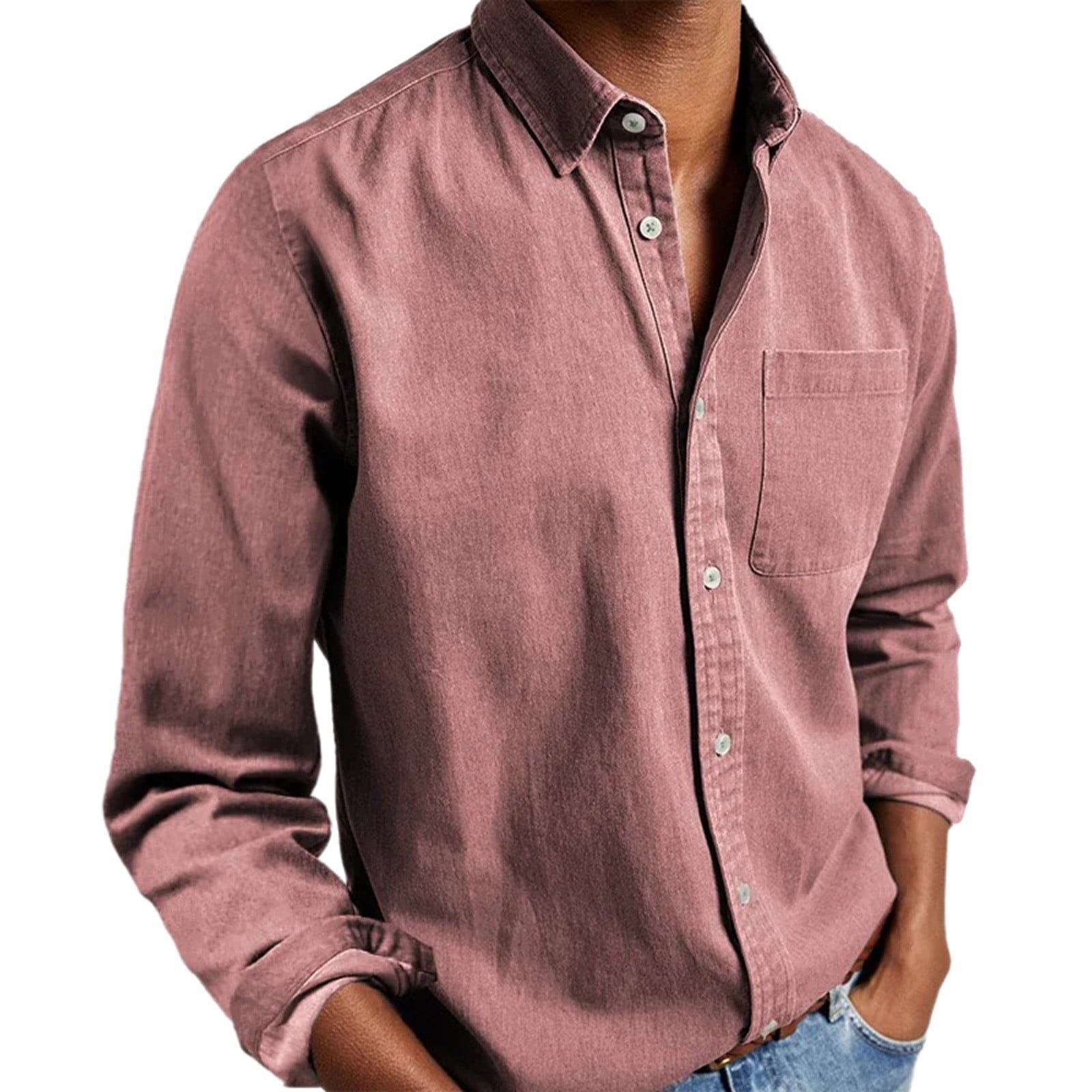 CELIEAN Men Fashion Casual Top Shirt Simple Comfortable Solid Color ...