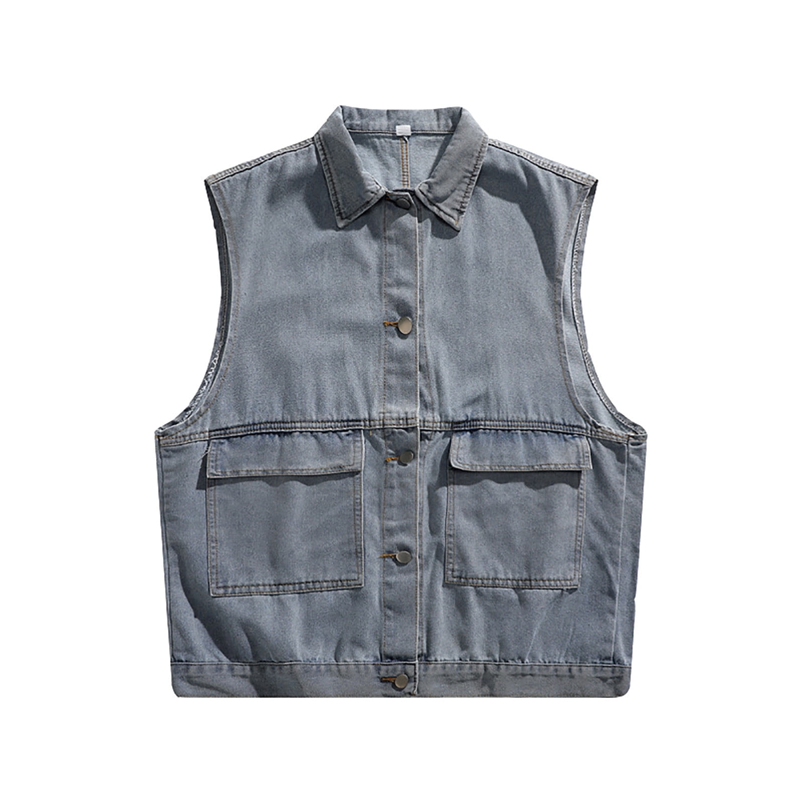 CELIEAN Men's Loose Denim Vest Jacket Summer Sleeveless Street Style ...